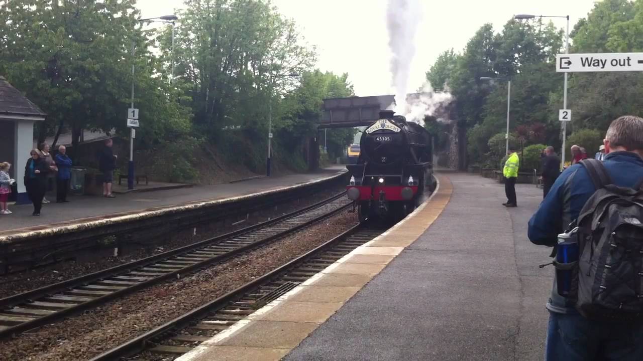 45305 & 70013 Oliver Cromwell Steam Locomotives at Saltash Station ...