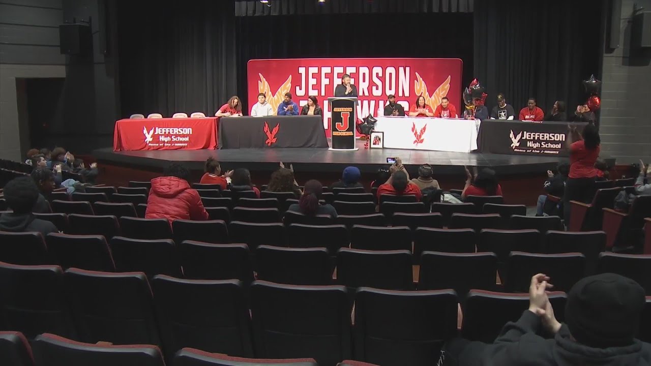Four Jefferson J-Hawks sign football letters of intent with colleges - YouTube
