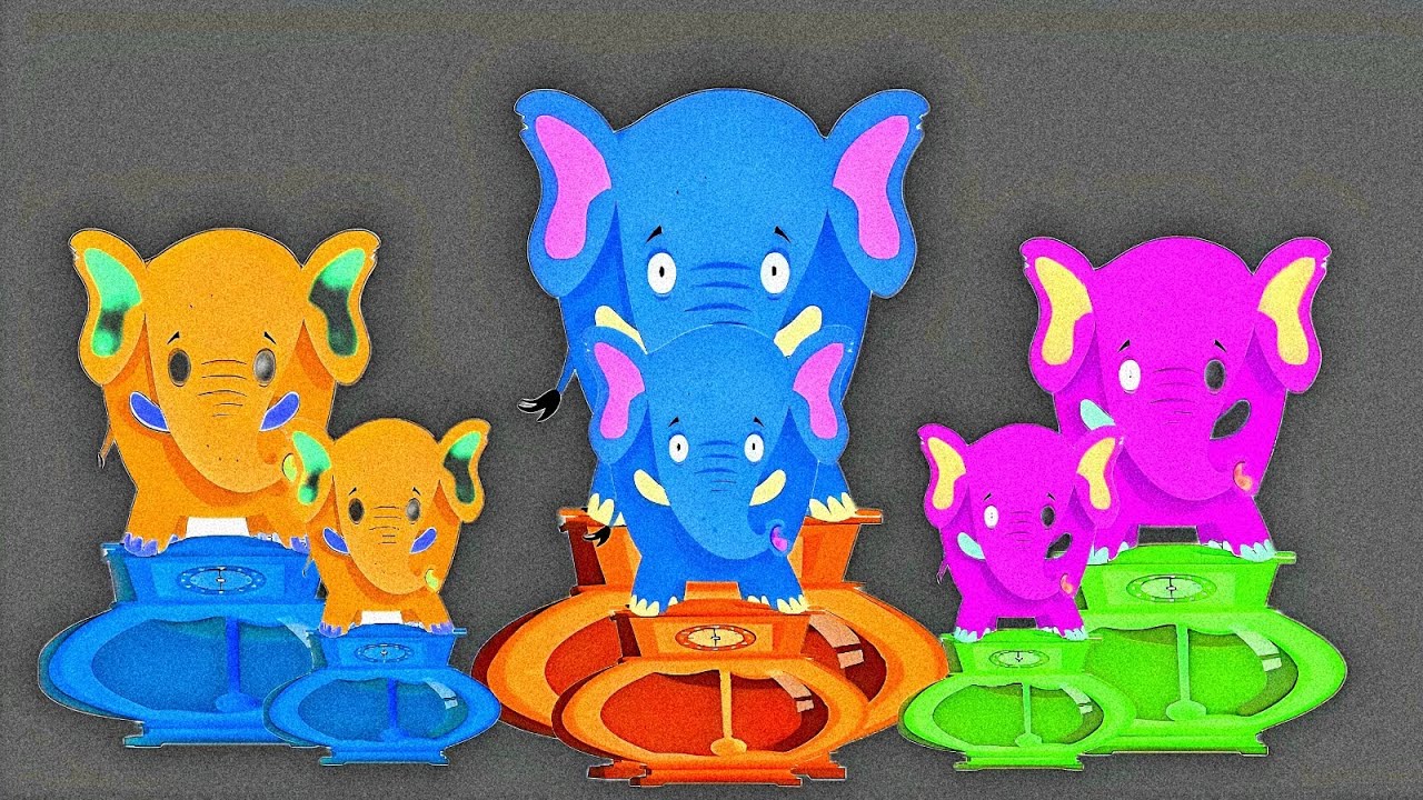 HICKORY DICKORY DOCK | THREE COLORFULL ELEPHANTS - YouTube