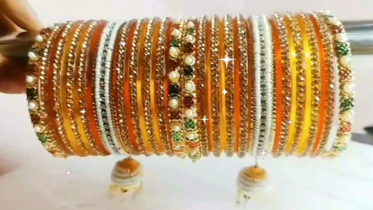 Beautiful bangles set for yellow colour - YouTube
