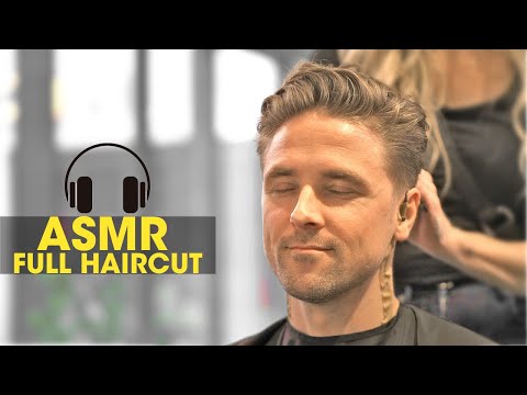 ASMR - full relaxing haircut (hair wash massage, scissor haircut & styling)