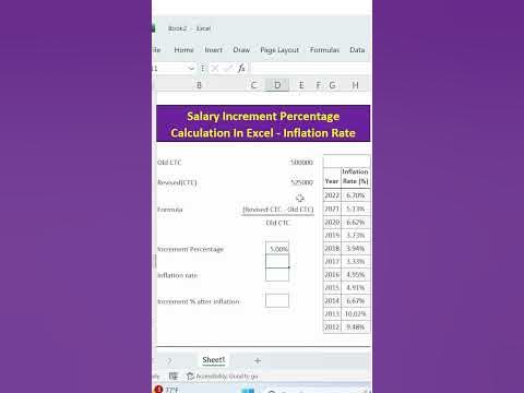 #Shorts - Salary Increment Percentage Calculation In Excel - Inflation Rate - YouTube