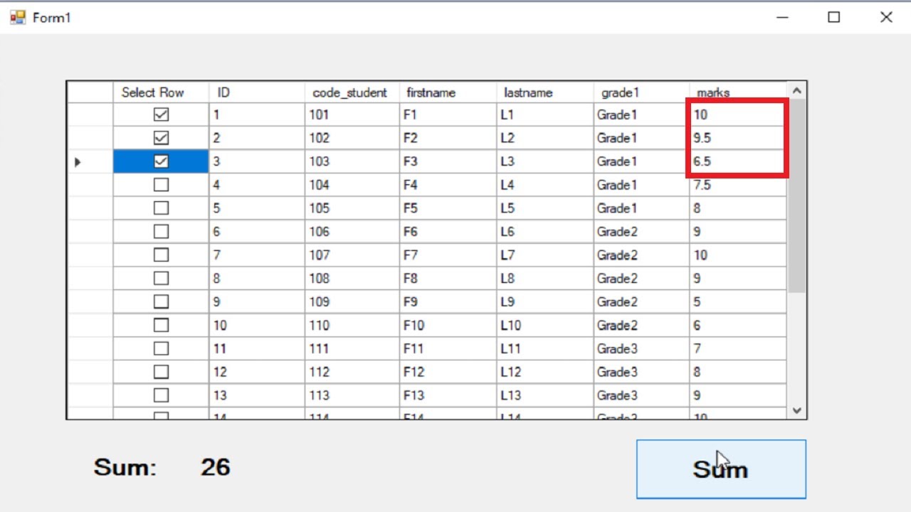 How to Sum Only Checked Rows in DataGridView using VB.NET & MS Access | Visual Studio 2022 - YouTube