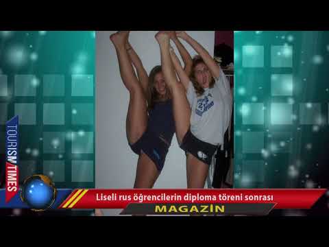 Liseli rus öğrencilerin diploma töreni sonrası