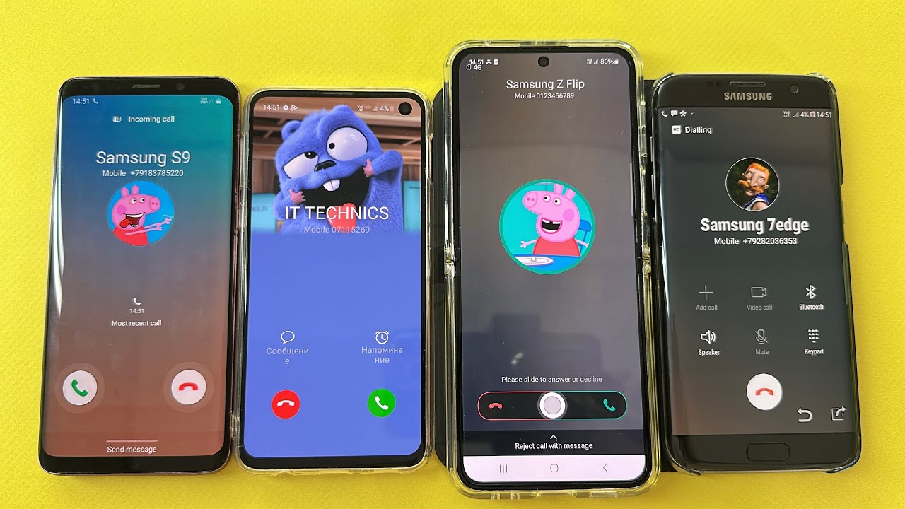 Incoming Call Samsung Four S7edge vs S9 vs S10E vs Z Flip 5/ Samsung ...