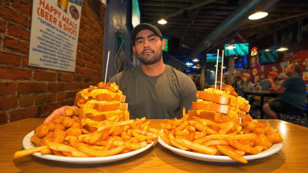 Attempting to DOUBLE UP Swanky's Grilled Cheese Challenge! - YouTube