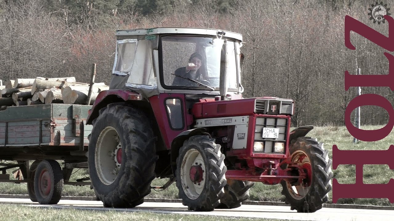 Holzfahren mit IHC 554 Allrad | +Spalten - YouTube