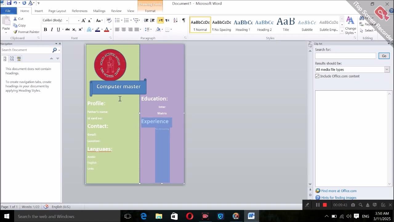 Computer course Ms word lesson 16 special CV kaise bnae - YouTube