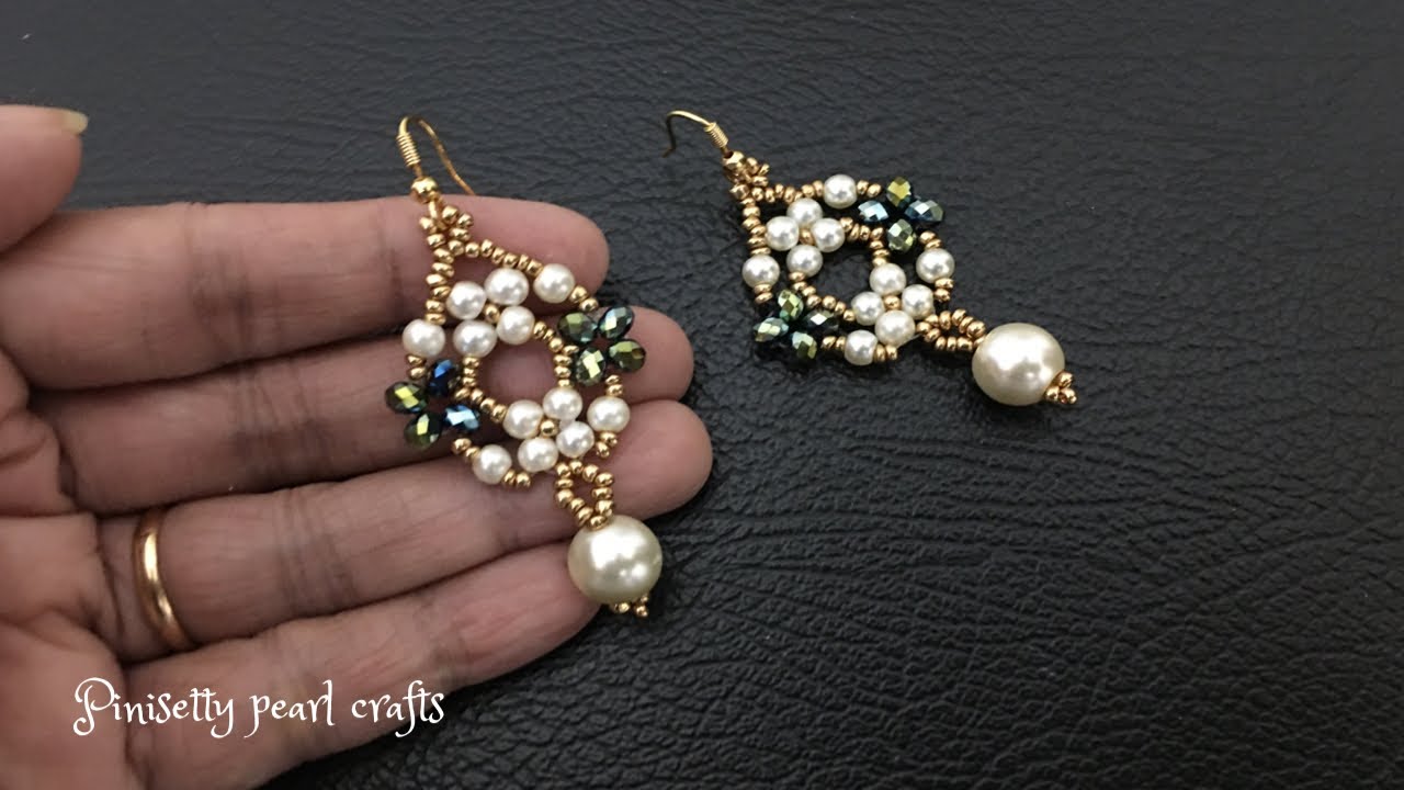 Crystal with pearl beaded earrings. Simple and easy to make for ...