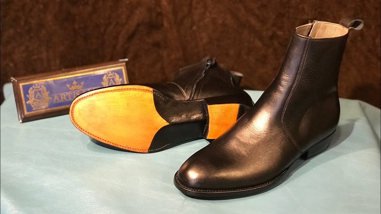 Balck Handmade Maskita Half Long Shoes pure Cow Leather with Goodier ...