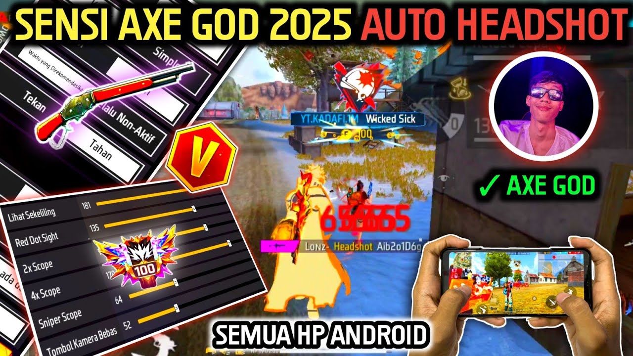 100% AUTO HEADSHOT 📲 ( SENSI AXE GOD 2025 ) ⚙️🔓 PENGATURAN SENSITIVITAS ...