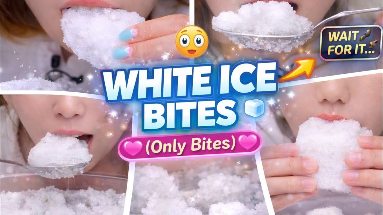 💟(Only Bites)💟 Crunchy, Chunky White Ice Bites 💟/#iceeating # ...