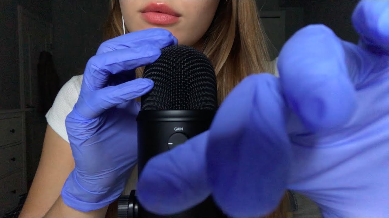 ASMR glove triggers on the mic (3 pairs)🧤+ some mouth sounds & hand ...