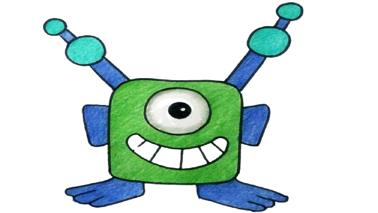 How To Draw Alien With One Eye - YouTube
