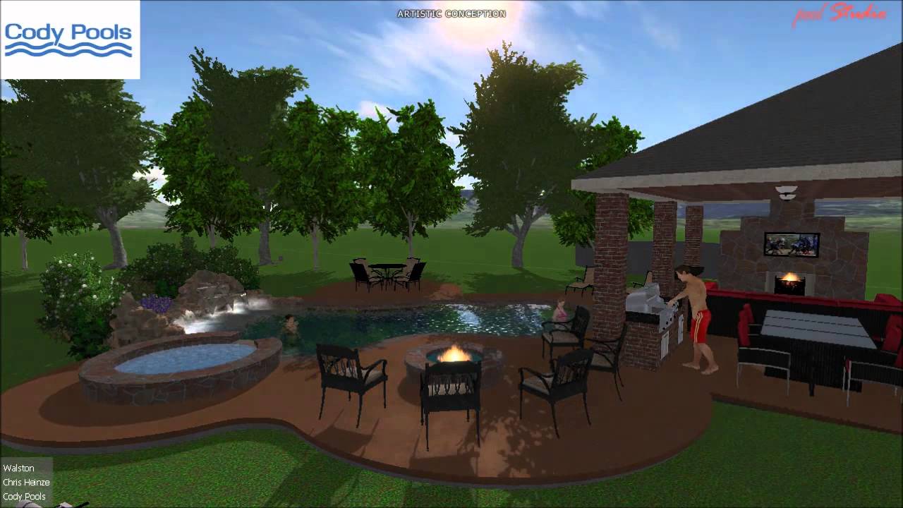 Cody Pools- Katy Texas Pool Builder; 3D Backyard Design, Natural - YouTube