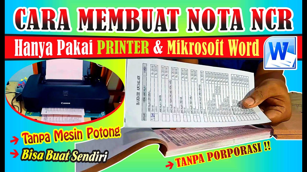 CARA MUDAH MEMBUAT SENDIRI NOTA NCR TANPA PORPORASI - YouTube