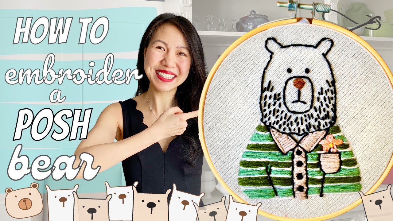 Bear Embroidery pattern | How to Hand Embroider a Cute Bear | Modern ...
