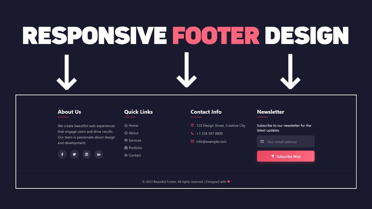 How To Make Website Footer Using HTML And CSS | Responsive Footer Design For Website - YouTube