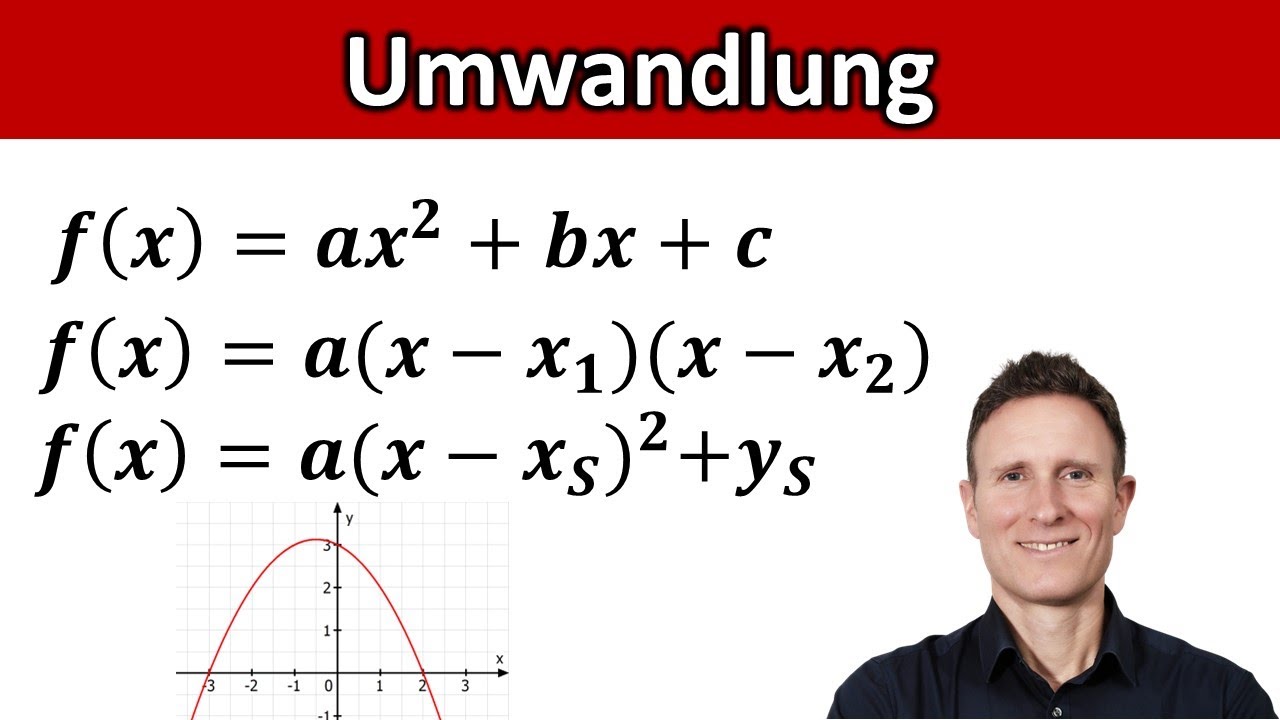 Umwandlung zw. Scheitelform, Normalform und Nullstellenform - YouTube