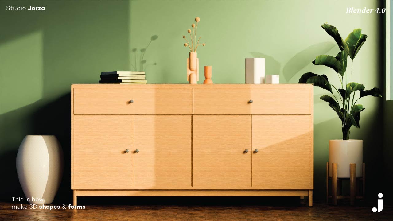 Create 3D Furniture Cabinet In Blender | 3D Shapes & Forms | Blender ...