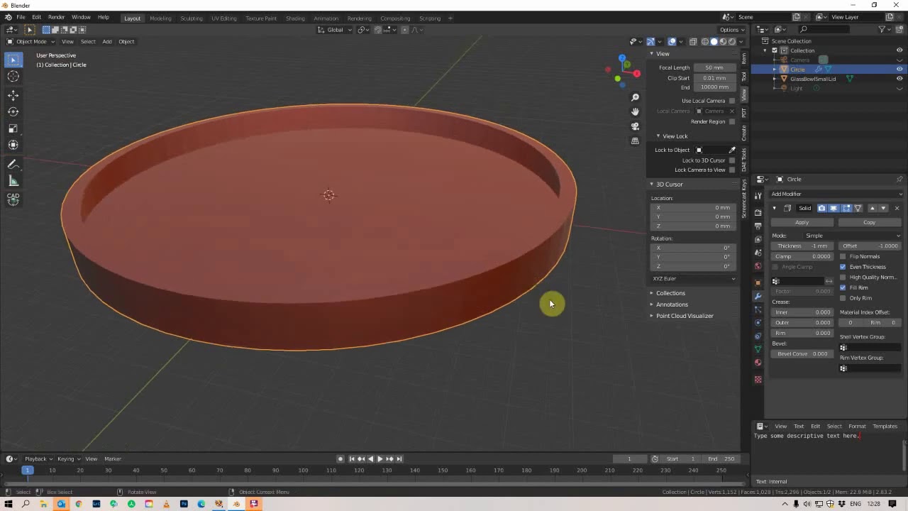 Model Simple Lid With Blender 2.83 For 3D Printing - YouTube