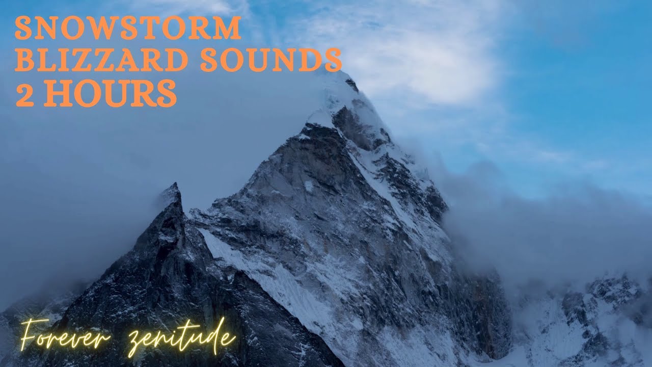 Snowstorm Blizzard in the mountains // Arctic strong wind sounds ...