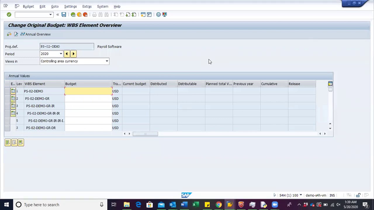 SAP S/4HANA Project Assign Original Budget - YouTube