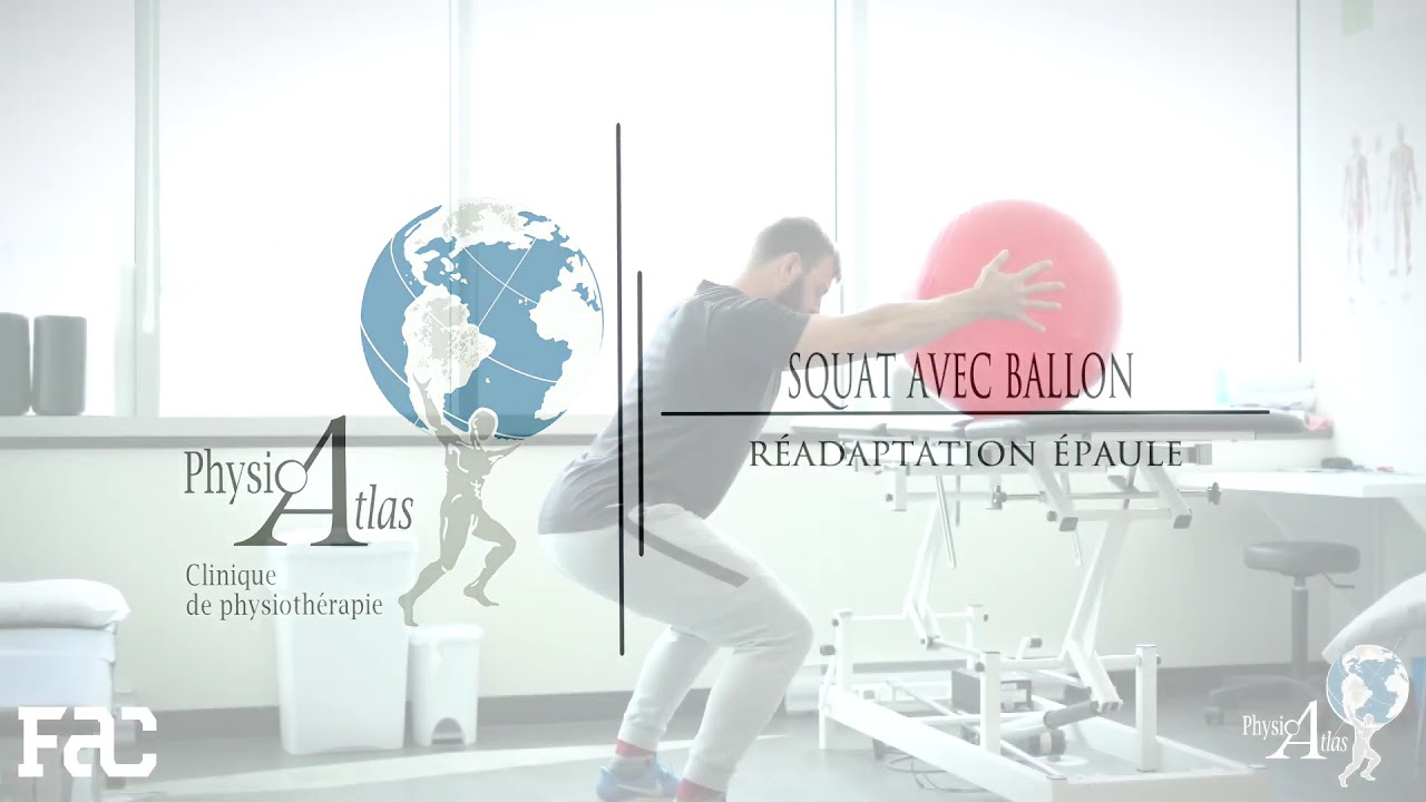 Exercice de réadaptation: Épaule (Mobilité: squat avec ballon) - YouTube