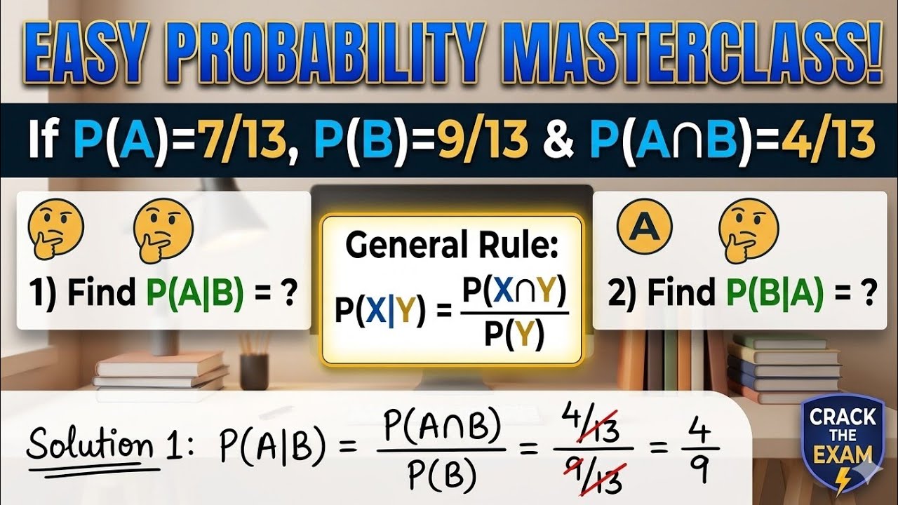 Probability | conditional probability find P(A/B)=? and P(B/A)=? | 12th ...