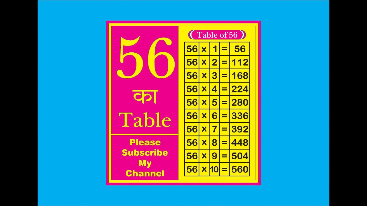 56 ka table | Table of 56 | learn tables | multiplication tables | 56 ...