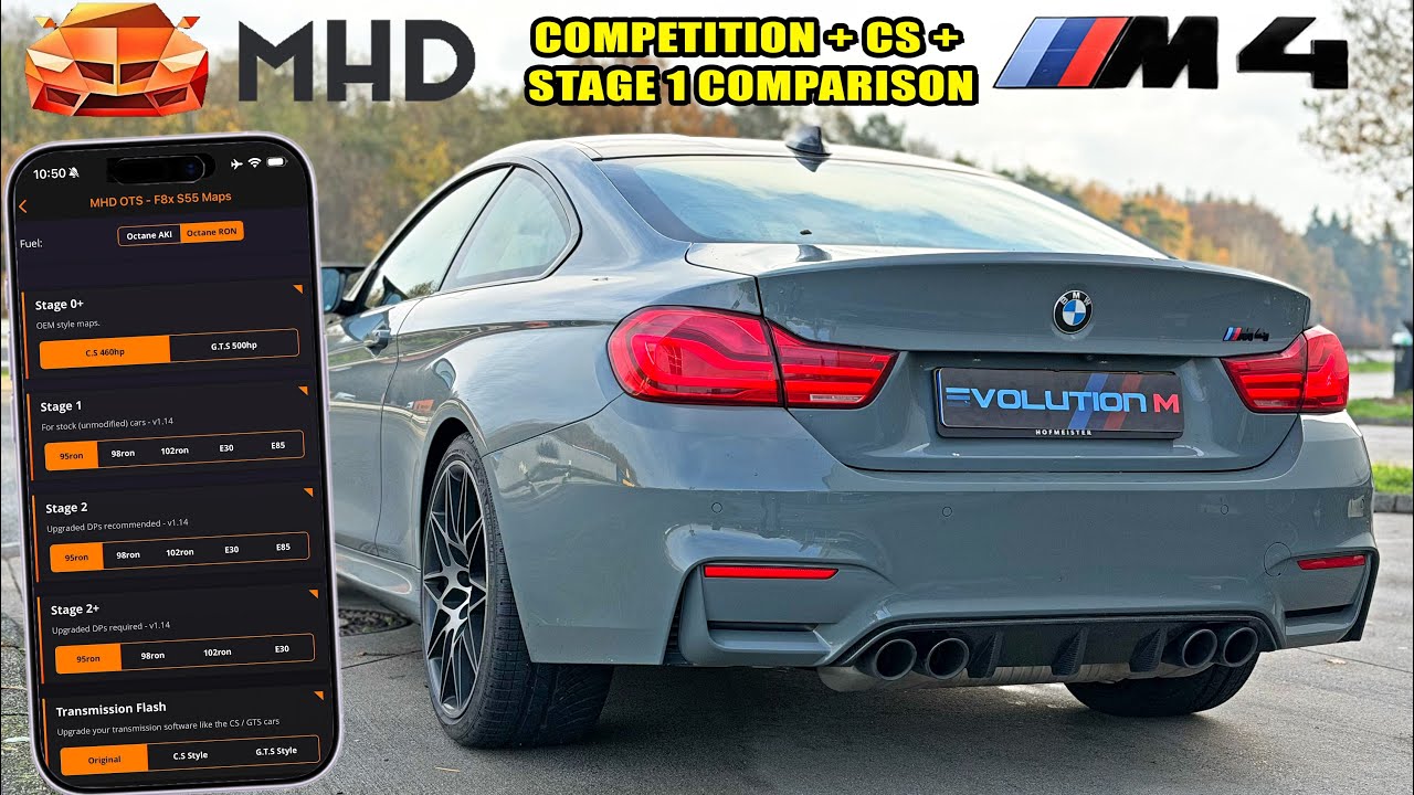 BMW M4 Competition vs CS vs GTS vs STAGE 1 using MHD // 100-200 - YouTube