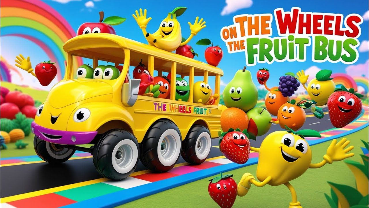 "🍉 Wheels on the Fruit Bus 🚍 | Fun Nursery Rhymes & Songs for Kids Sing ...