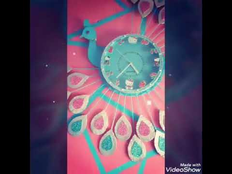 ساعه حائط شكل طاوووس 😊😁💖 #شغلى - YouTube
