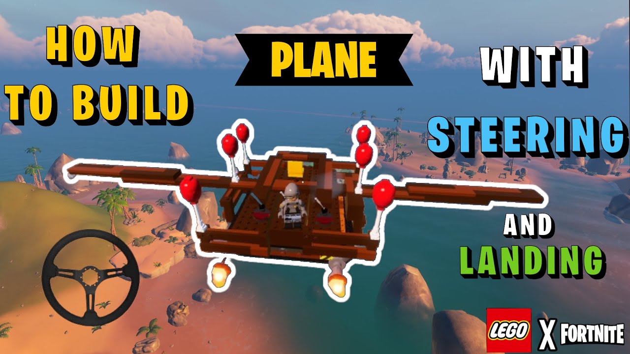 HOW TO BUILD A PLANE WITH STEERING AND LANDING ON LEGO FORTNITE - YouTube