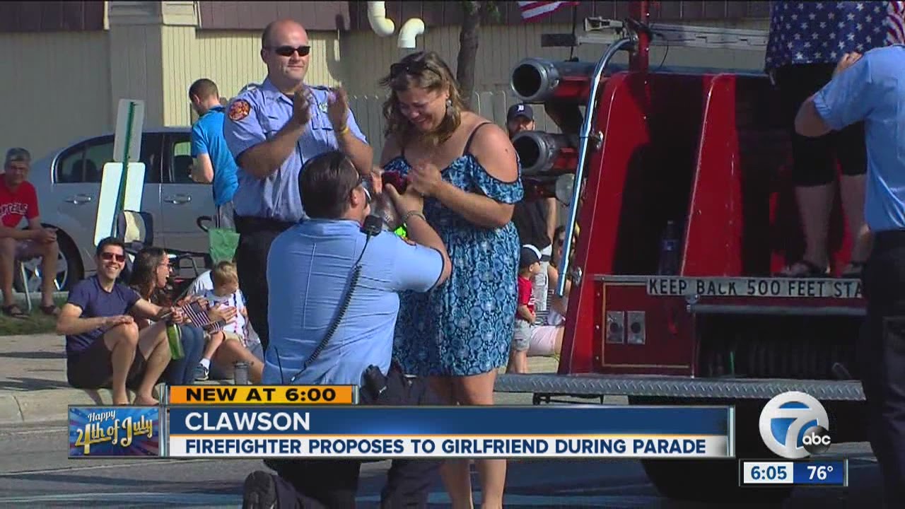 Firefighter proposes to girlfriend during Clawson 4th of July parade ...