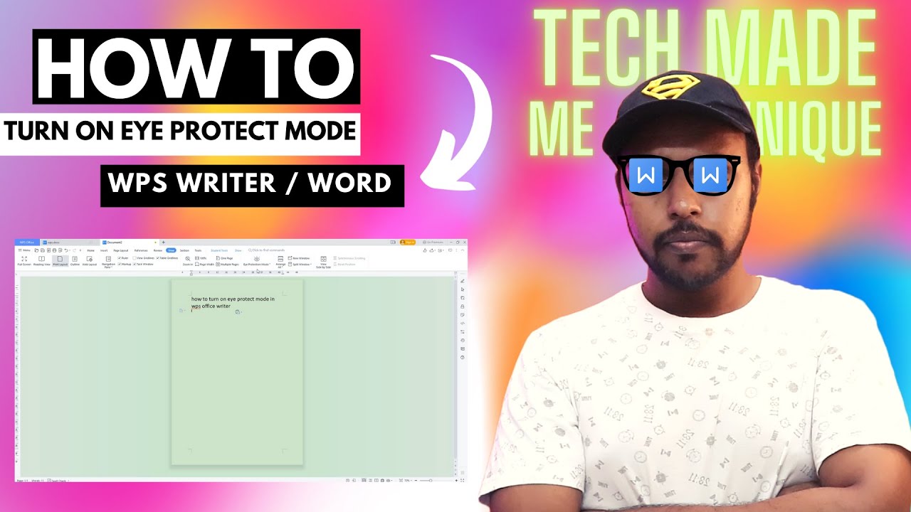 how to turn on eye protect mode in wps office writer - YouTube
