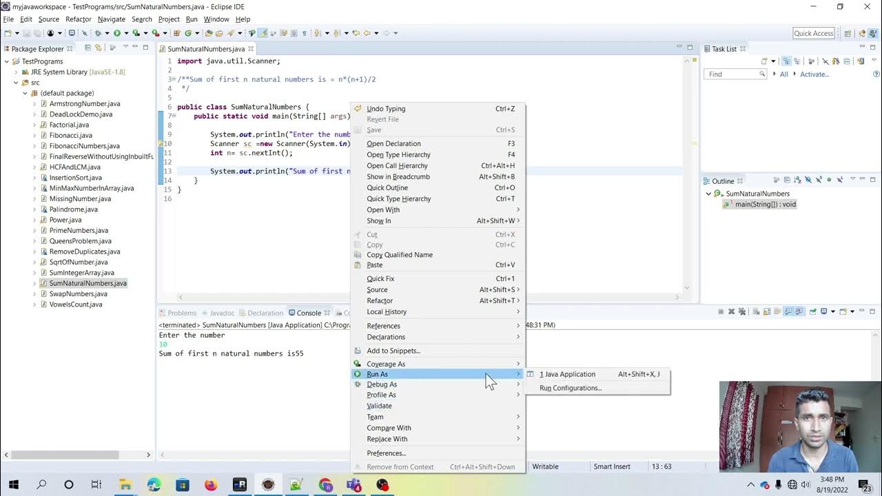 Sum of N Natural Numbers in JAVA || Learn Java by Raghavendra Mishra ...