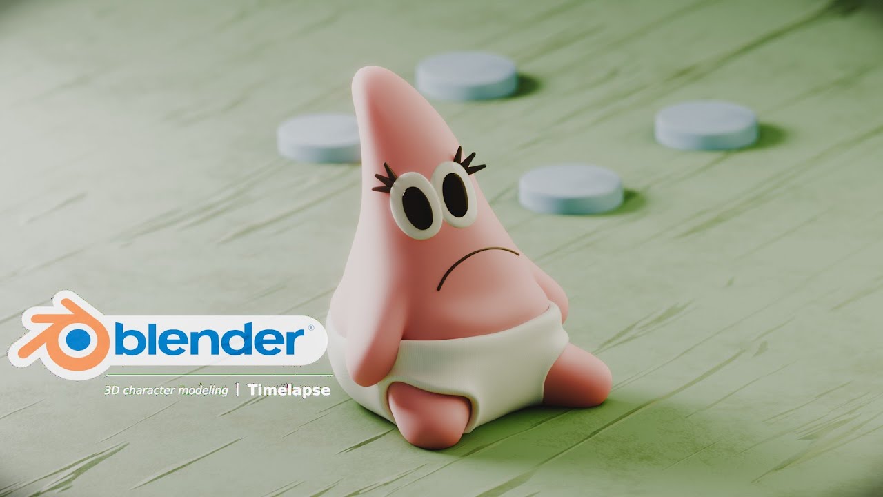 Creating Baby Patrick Start in 3D | A Blender4.2 Time-Lapse Character ...