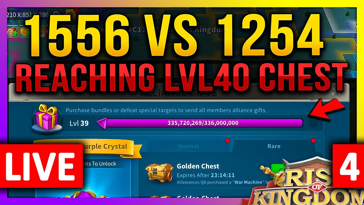 1556 vs 1254 & Reaching LVL40 Crystal Chest LIVE! 🔴 Rise of Kingdoms ...
