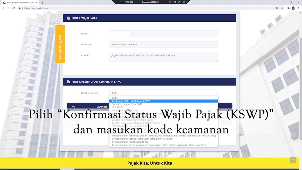 Cara Memeriksa Status KSWP secara online melalui djponline.pajak.go.id ...