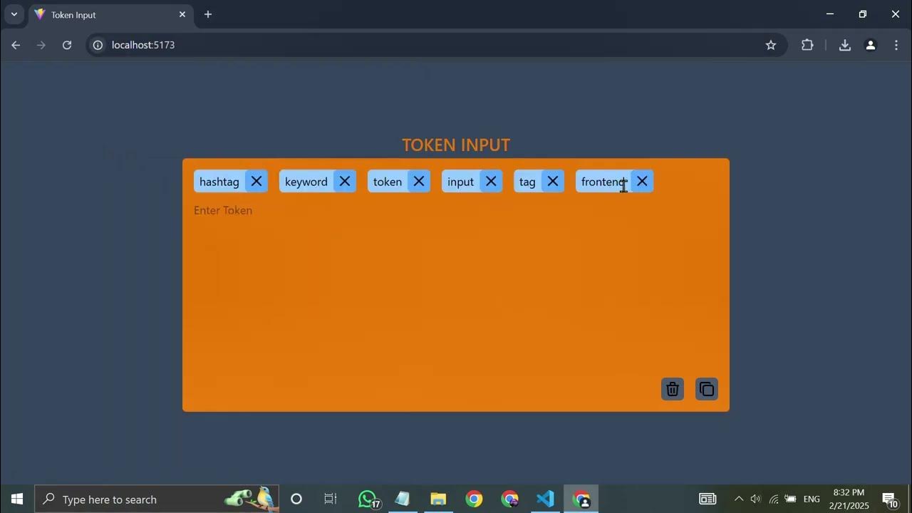 Token Input Manager using React & TypeScript that allows users to add, remove, copy and paste # ...