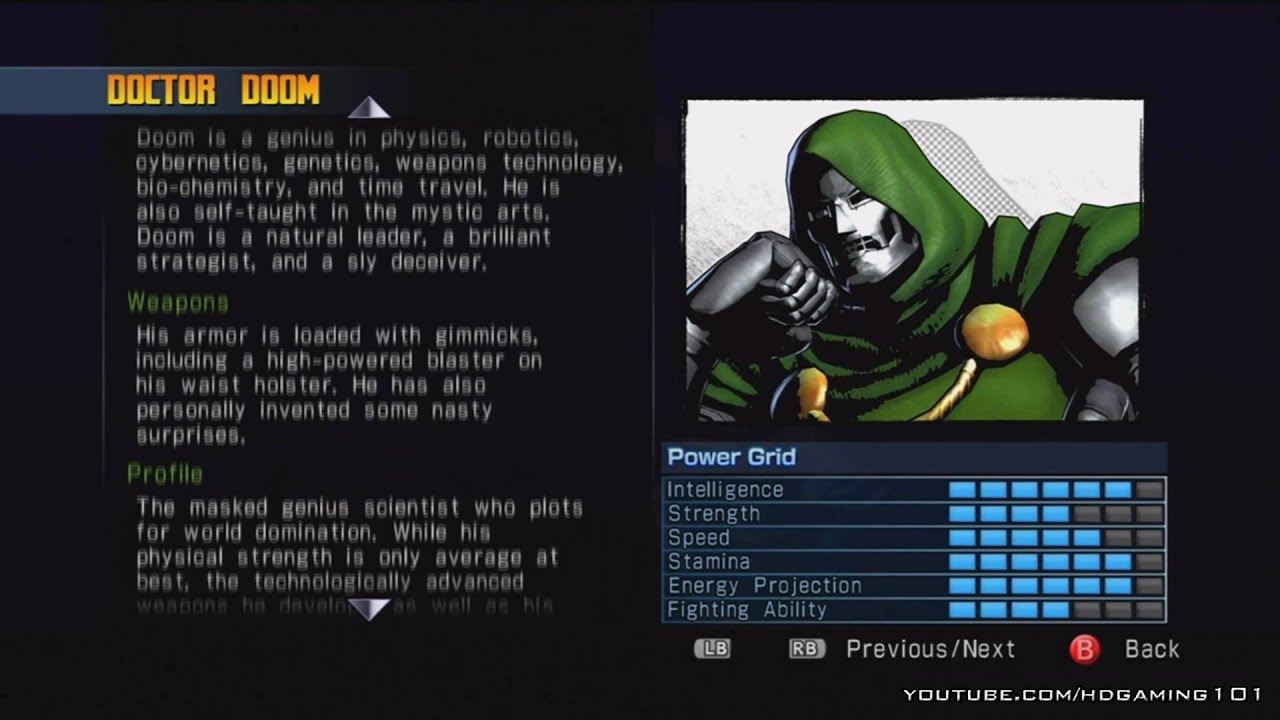 Marvel Vs Capcom 3 Doctor Doom Charcater Bio + Power Grid + Ending ...