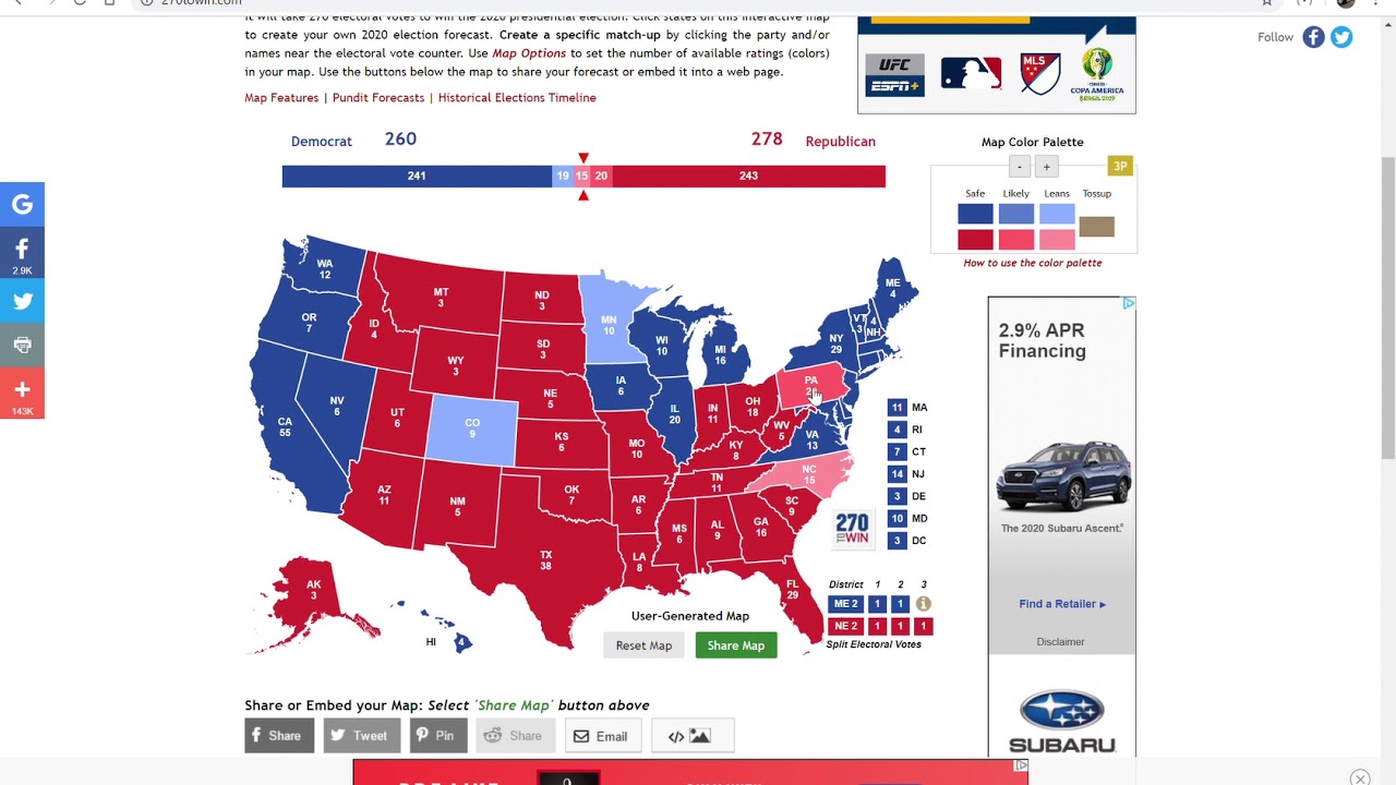 Warren VS Trump IF IMPEACHED! 2020 Electoral College Map - YouTube
