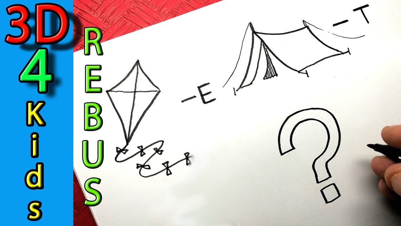 Easy Rebus Cartoon Drawing and Guess word #2 Kite and Tent - YouTube