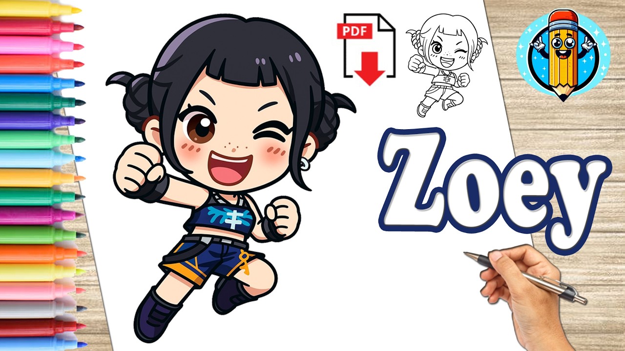 Draw and Color Zoey ️ The K pop Warriors 🎤 | Easy Step by Step Tutorial ...