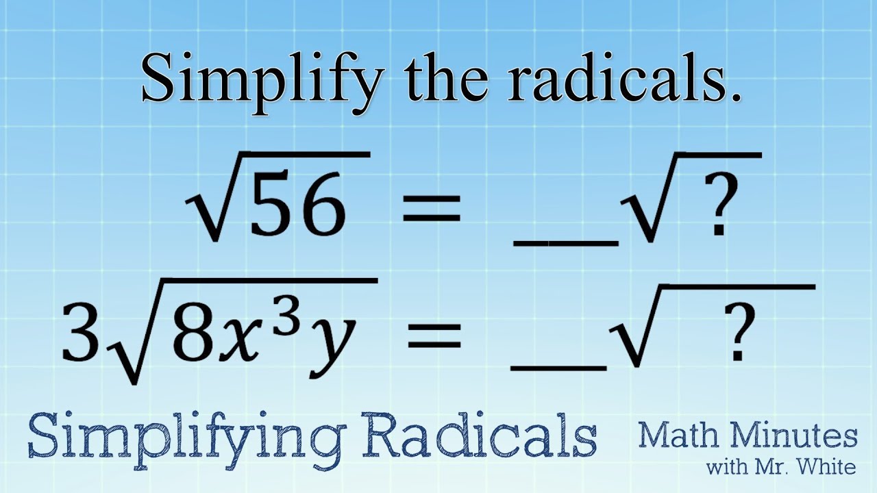 Simplify Radical Expression by Finding Pairs under Square Roots - YouTube
