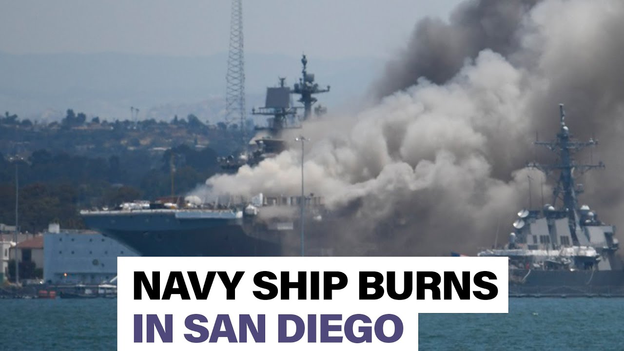 Fire breaks out on Navy ship - YouTube