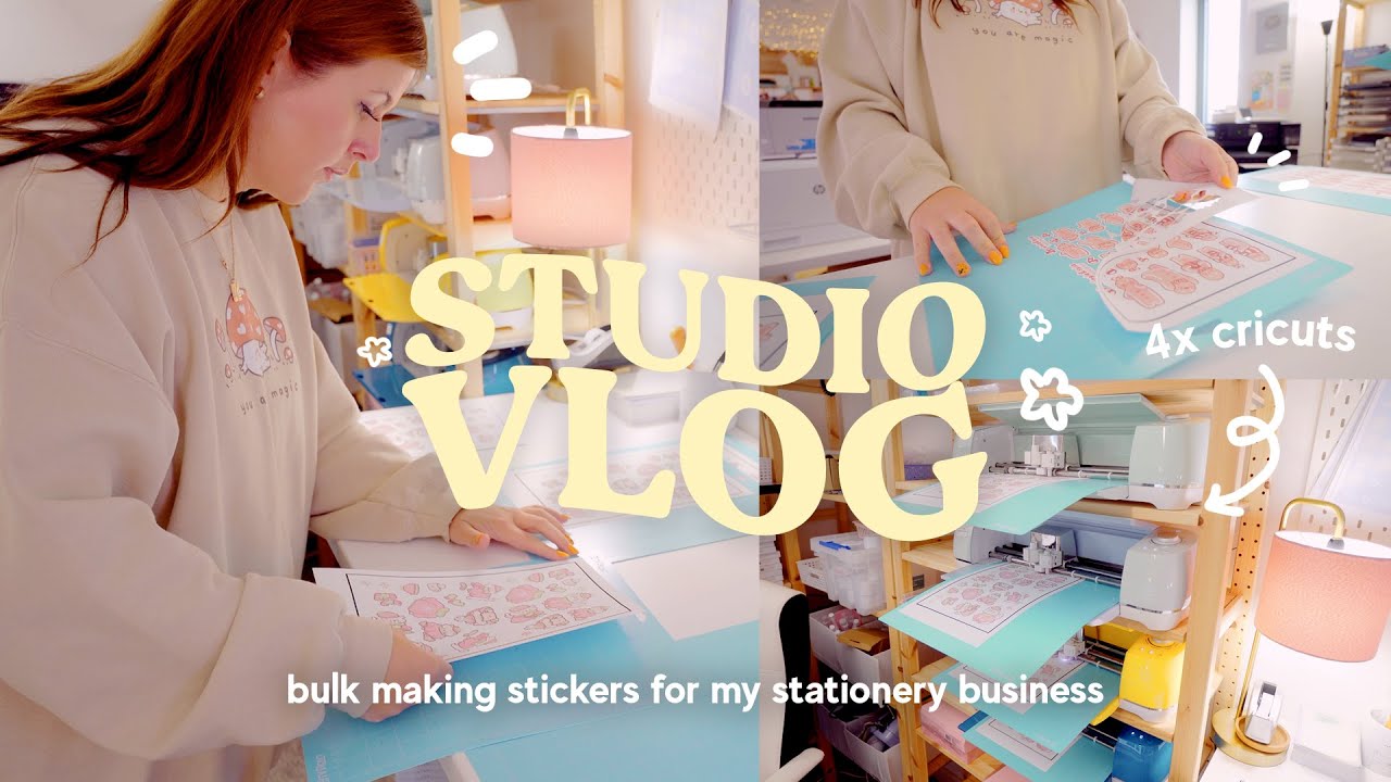 STUDIO VLOG How I bulk make my stickers for my stationery business ...