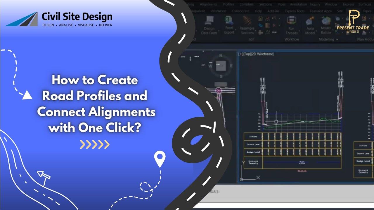 How to Create Profiles & Connect Alignments with one click in your road drawings using CSD ...