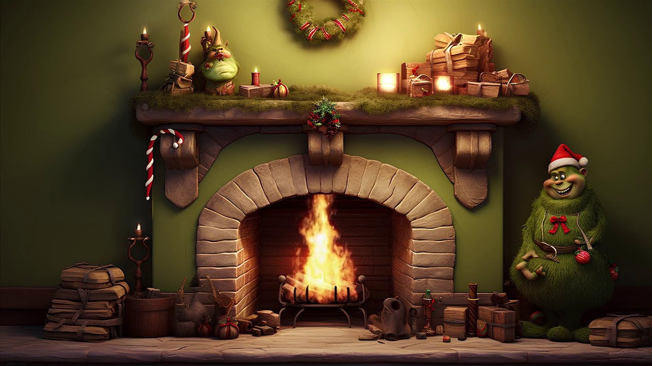 10 Hours Grinch Themed Fireplace 🔥 - YouTube